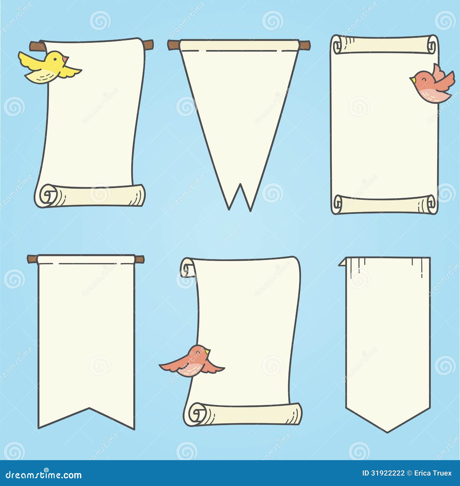 Vertical Banners And Birds Vector Illustration | CartoonDealer.com ...