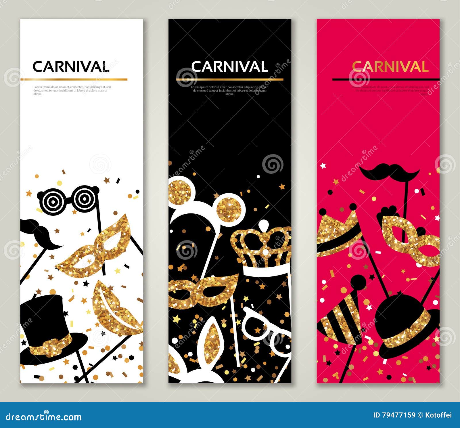 Vertical Banners with Carnival Masks Stock Illustration - Illustration ...