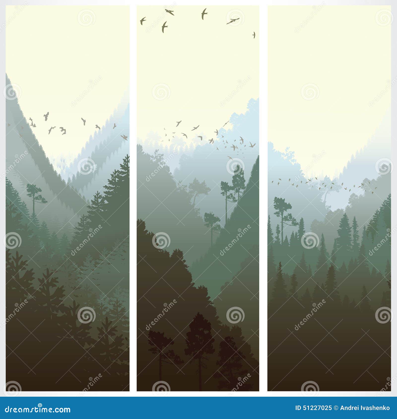 Vertical Banners with the Forest Stock Illustration - Illustration of ...