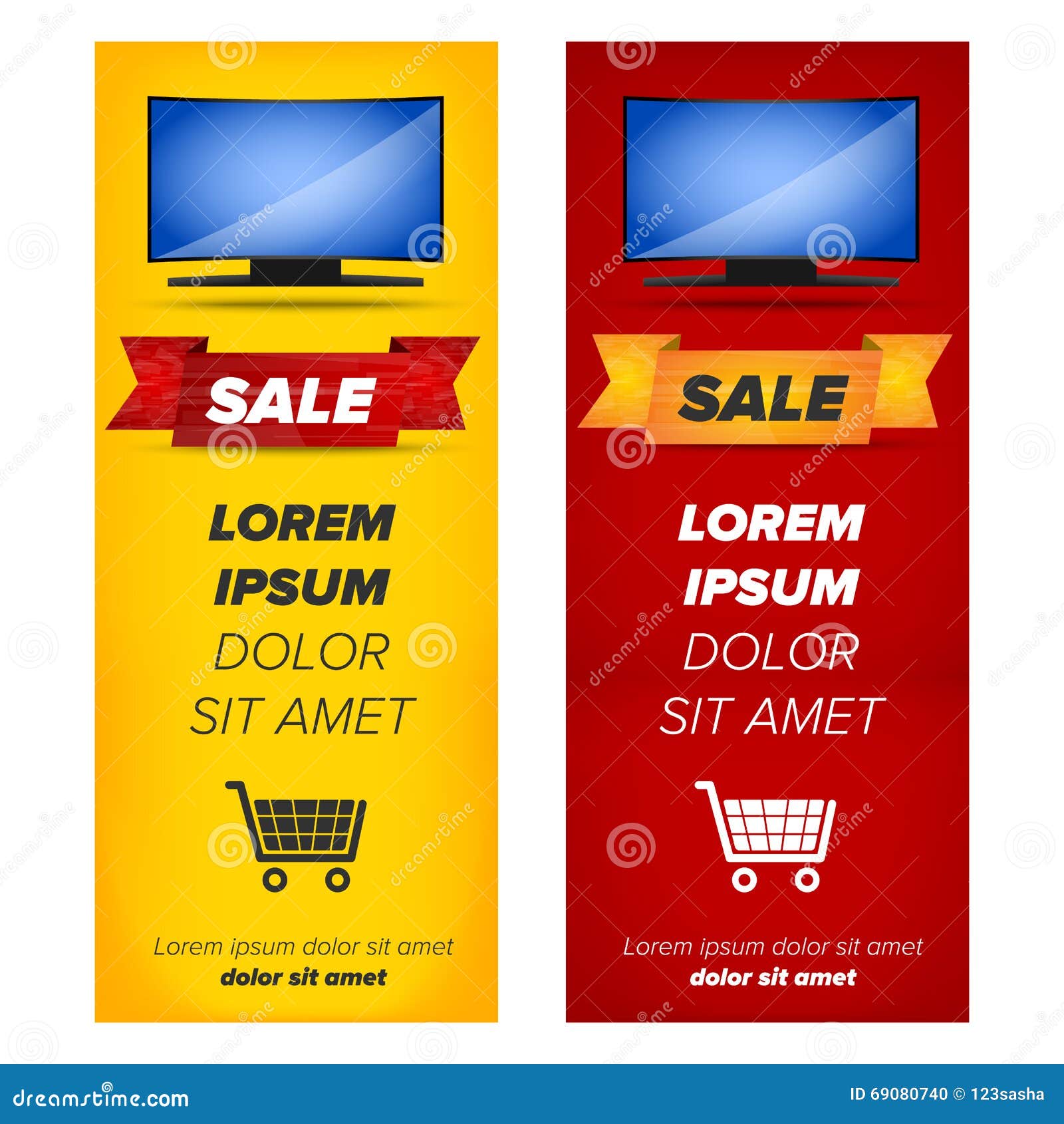 Vertical Banners with Plasma Tv Stock Vector - Illustration of flyer ...