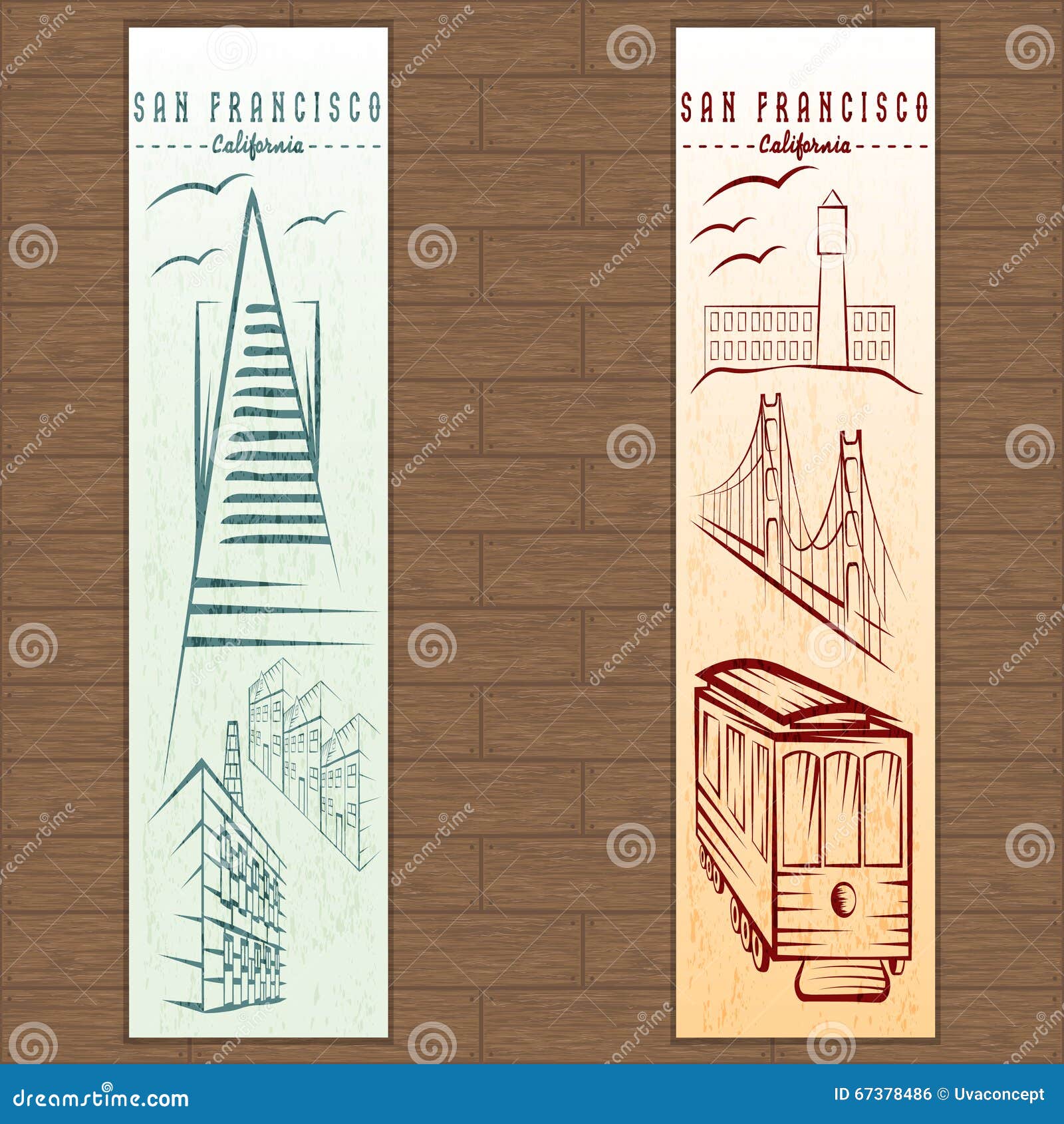 Vertical Banners on San Francisco Theme Stock Vector - Illustration of ...
