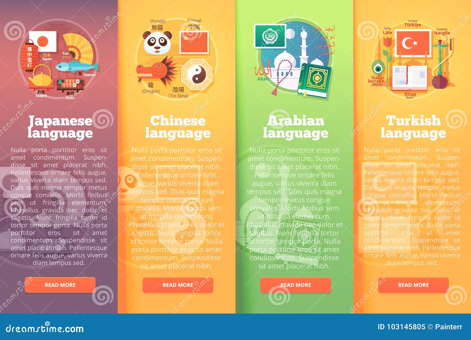 Vertical Banners Set of Foreign Language Schools. Stock Vector ...