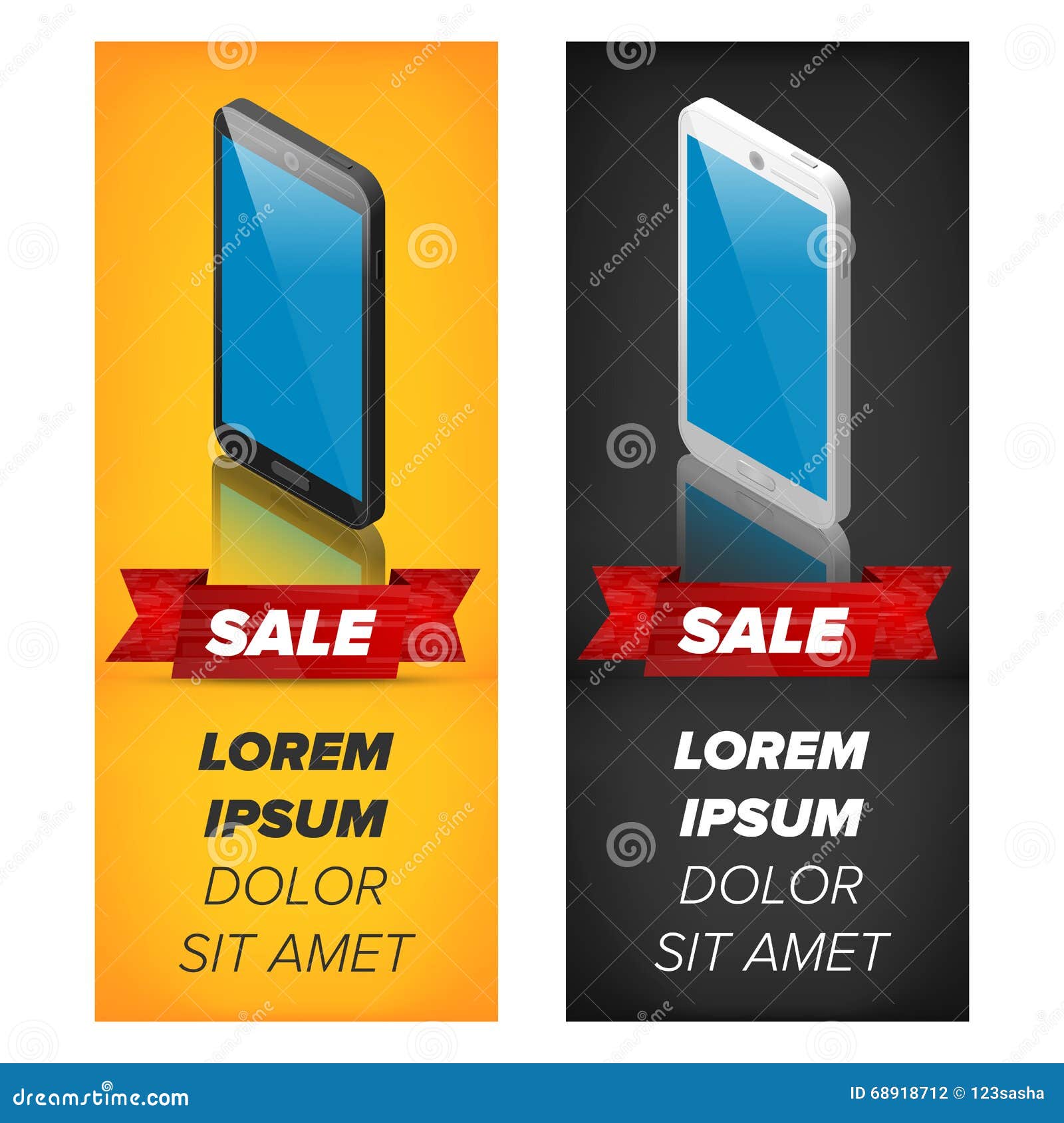 Vertical Banners with Smartphones Stock Vector - Illustration of ...