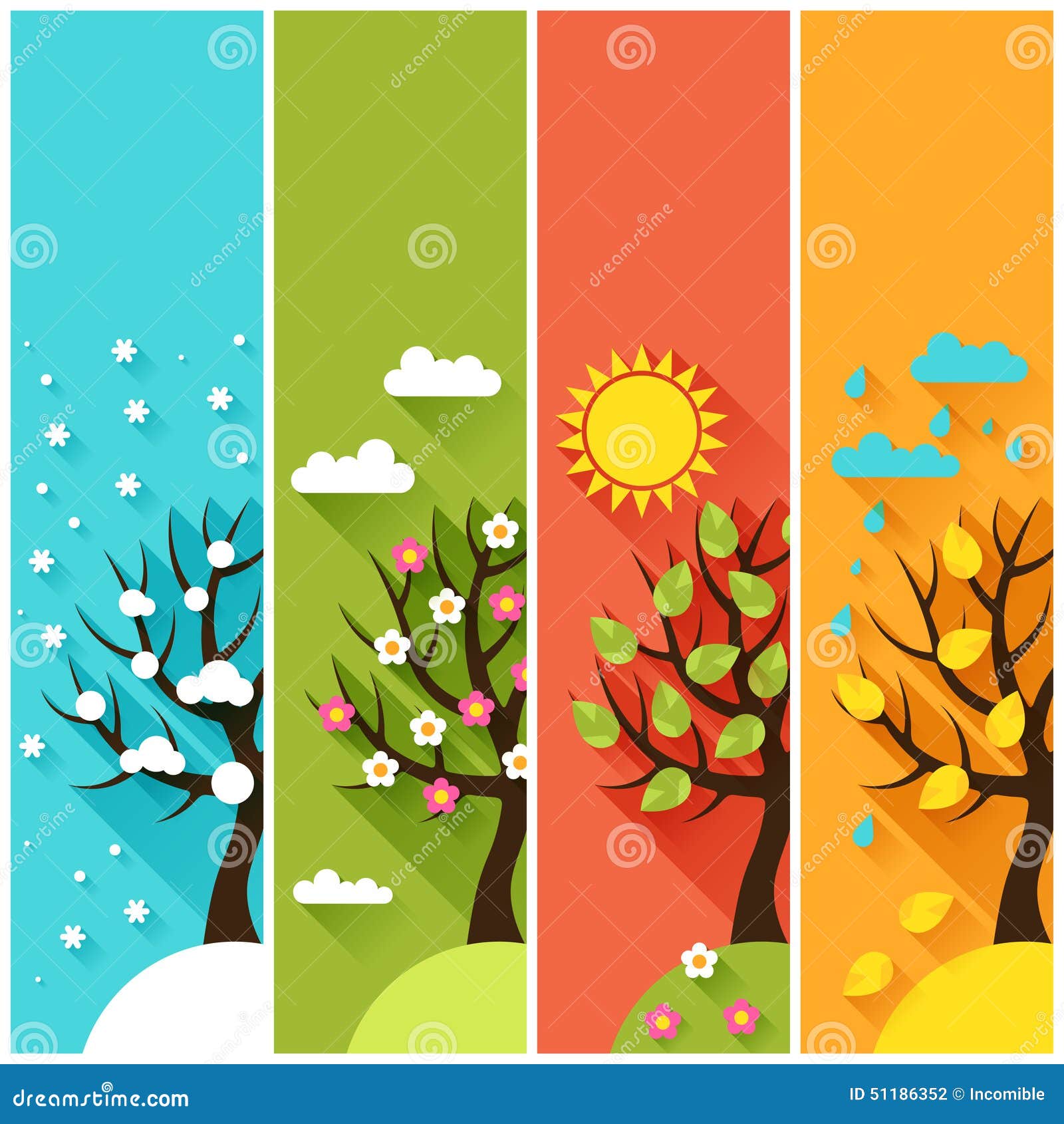 Vertical Banners with Winter Spring Summer Autumn Stock Vector ...