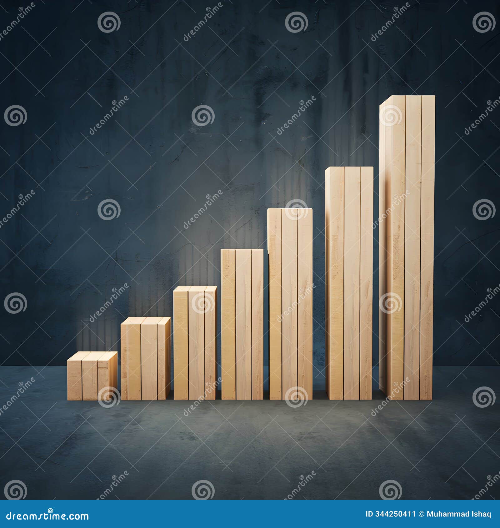 Vertical Bar Chart Showing Progression with Illuminated Bars on a Dark ...