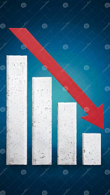 Vertical Bar Graph, Bars Decrease Left To Right, Red Arrow Points Down Stock Illustration ...