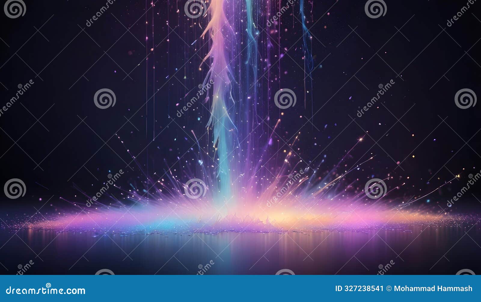 Vertical Beam of Colorful Light with Sparkling Particles Emanating from ...