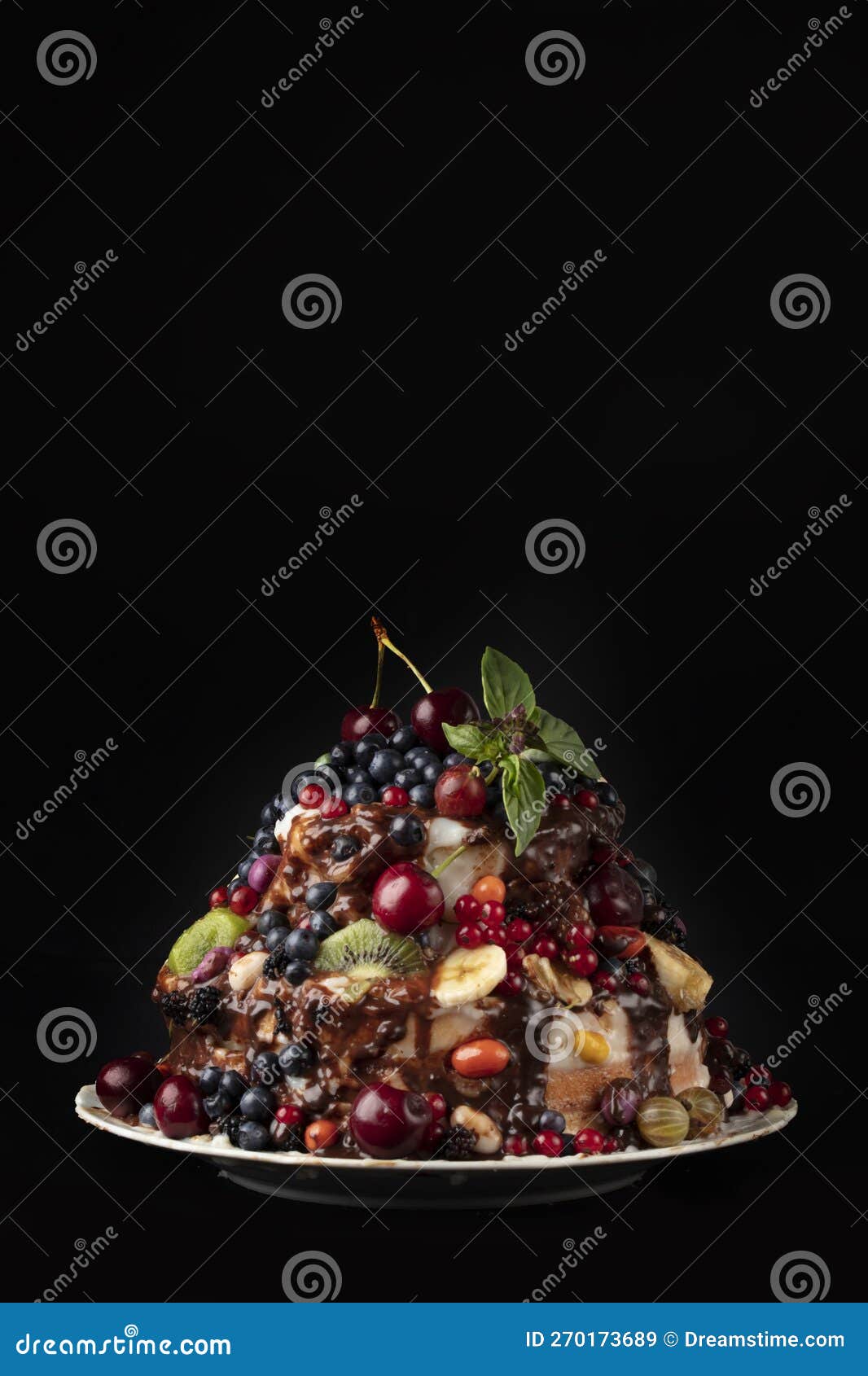 Vertical Beautiful Cake Decorated with Various Berries Stock Image ...