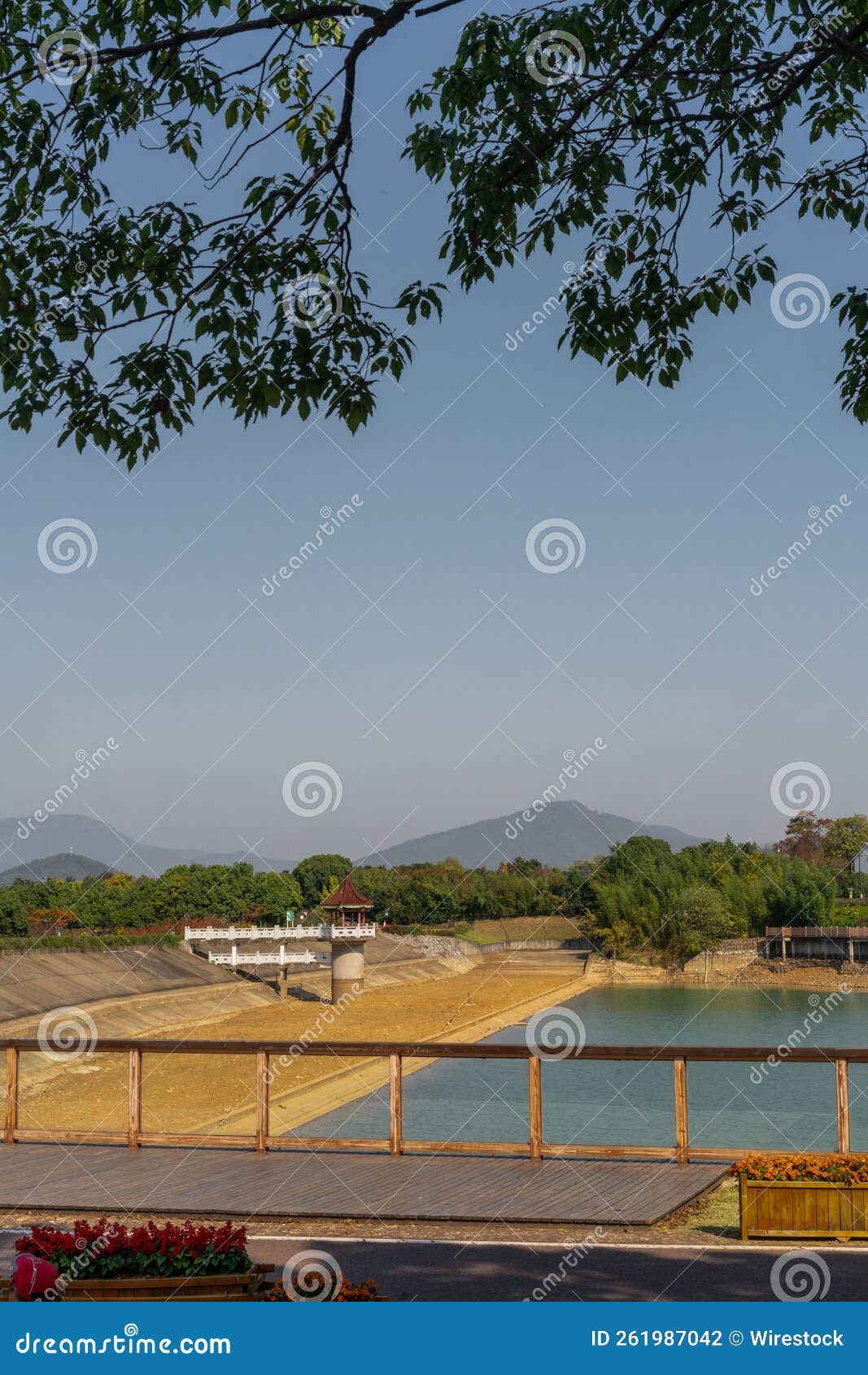 Vertical of a Beautiful Calm Lake with Trees and Mountains in the ...