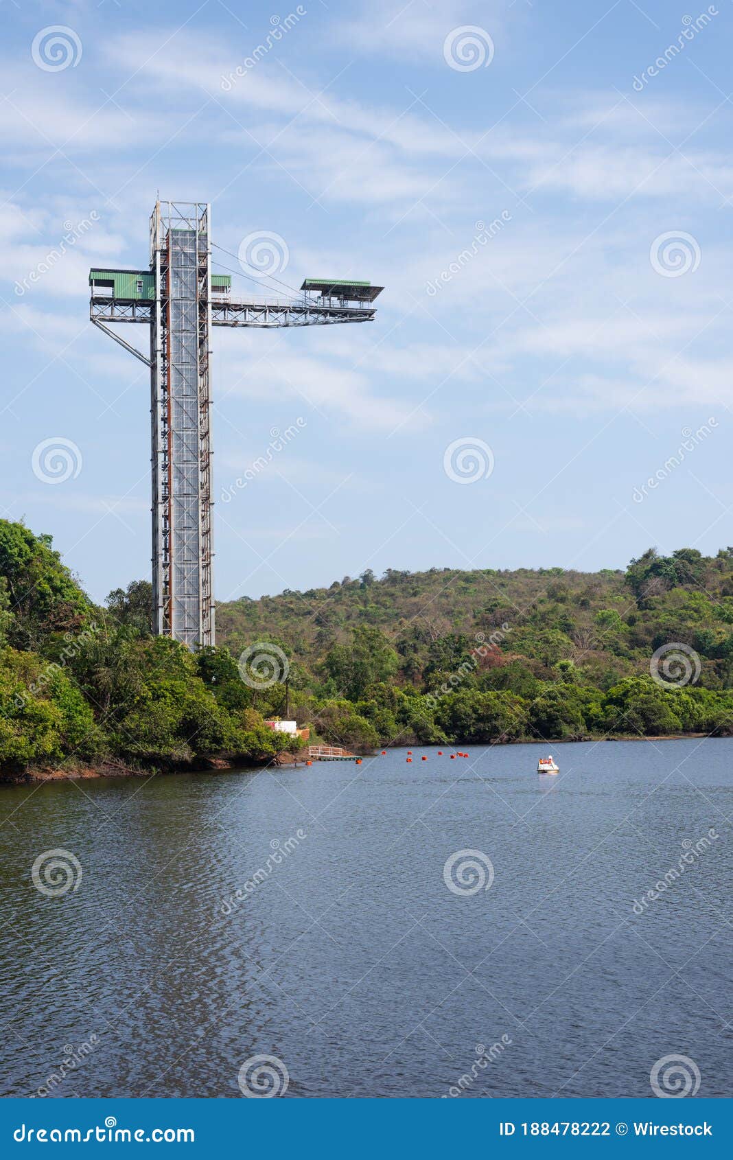 Vertical Beautiful Shot of Bungee Jumping Tower on the Beach Stock ...