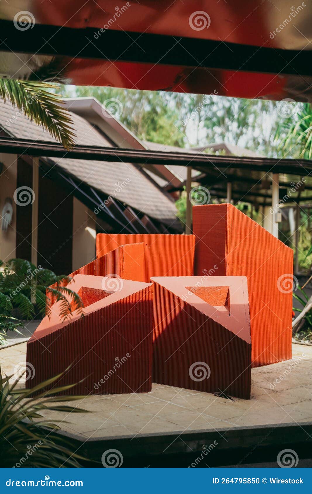 Vertical of Beautiful Triangular Geometric Shapes in the Courtyard of a ...