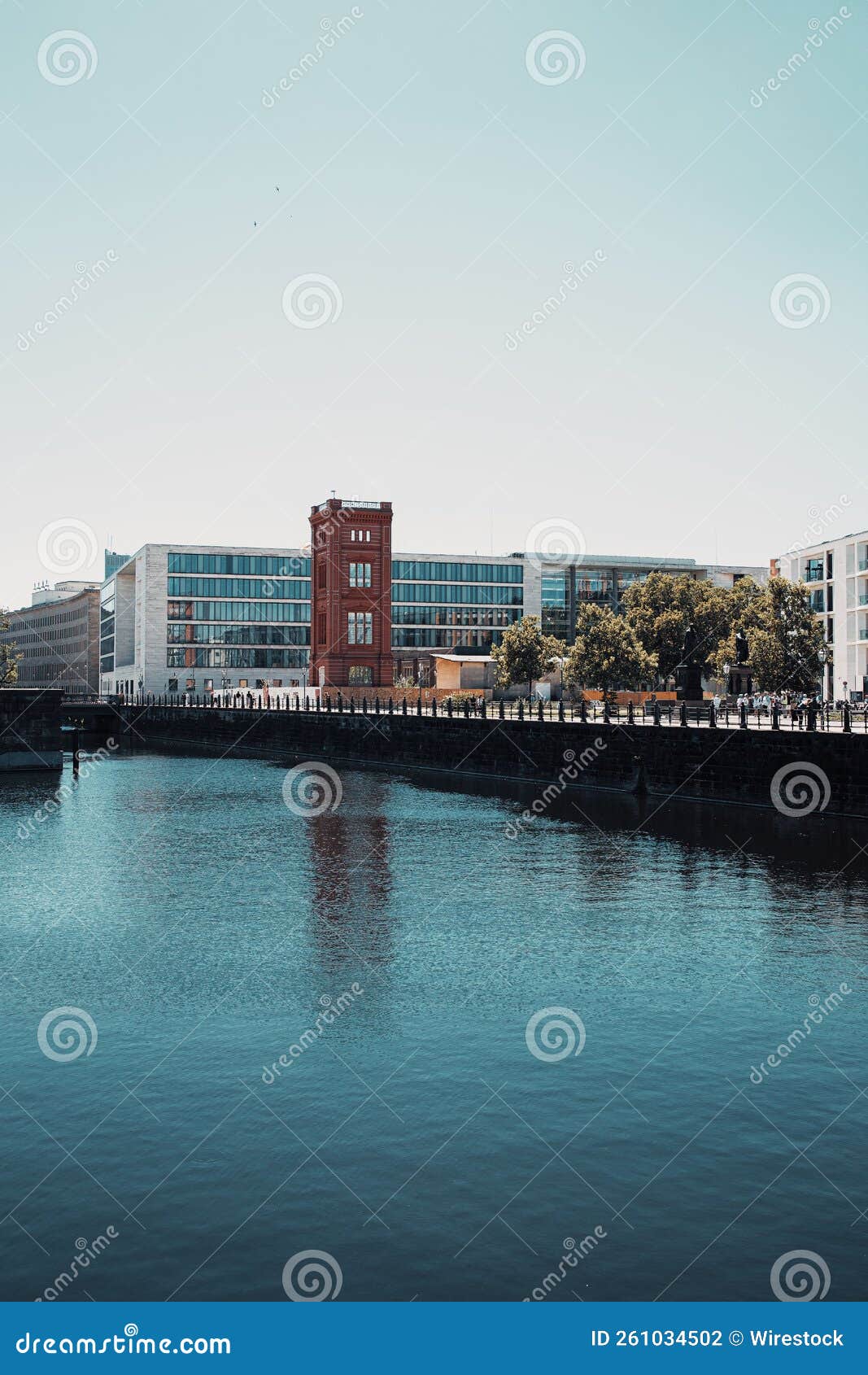 Vertical of a Berlin Cityscape Along a River Stock Photo - Image of ...