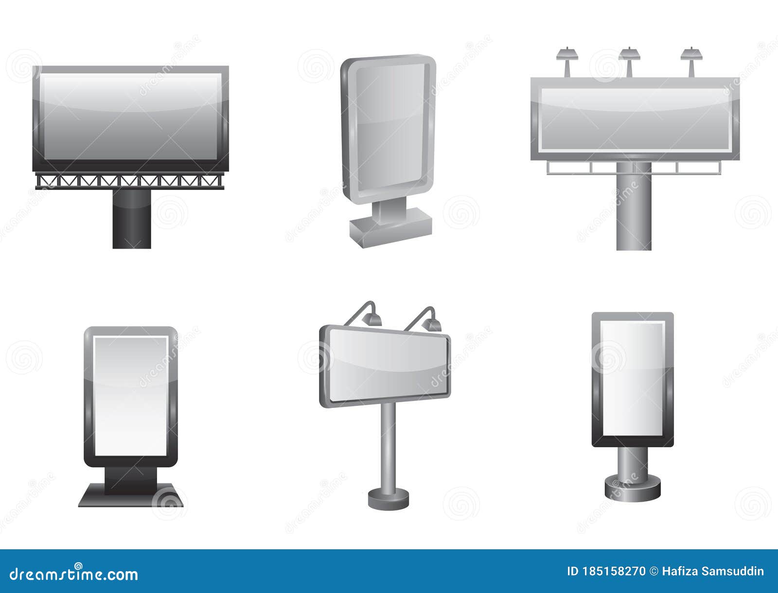 Vertical Billboard and Billboard Set. Vector Illustration Decorative ...