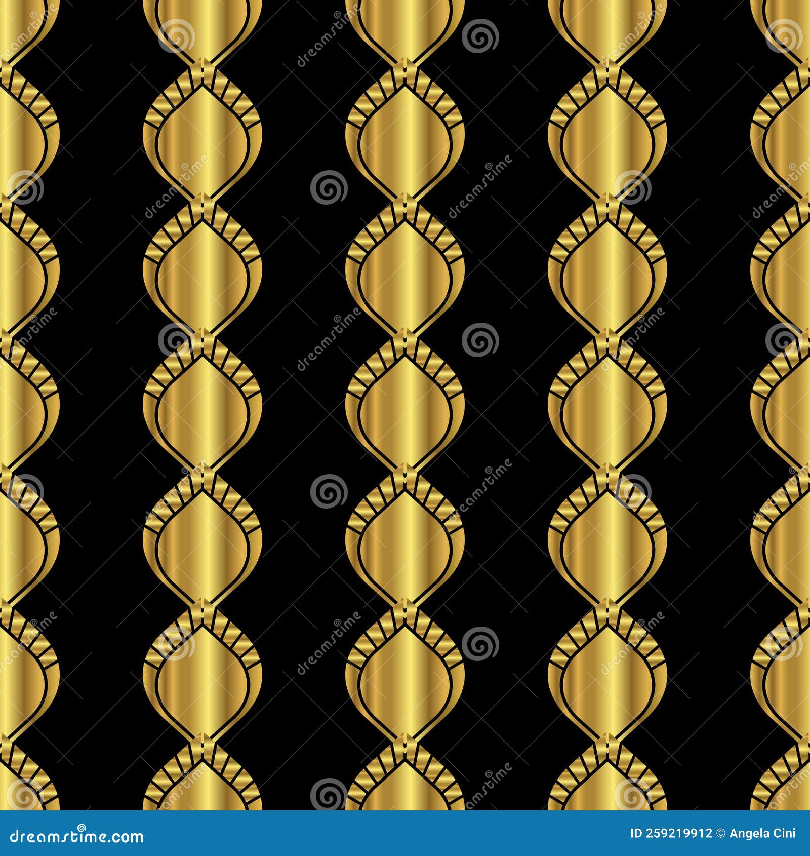 Vertical Black Gold Elegant Art Deco Pattern Design Vector Illustration ...