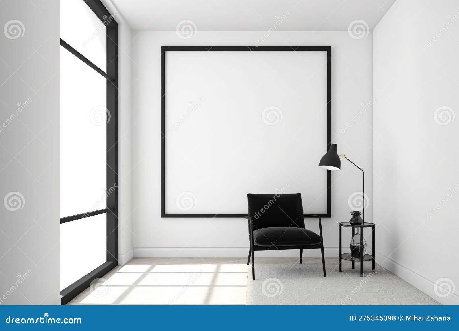Vertical Black Wooden Frame Inside a Modern Interior. Mockup, Interior ...