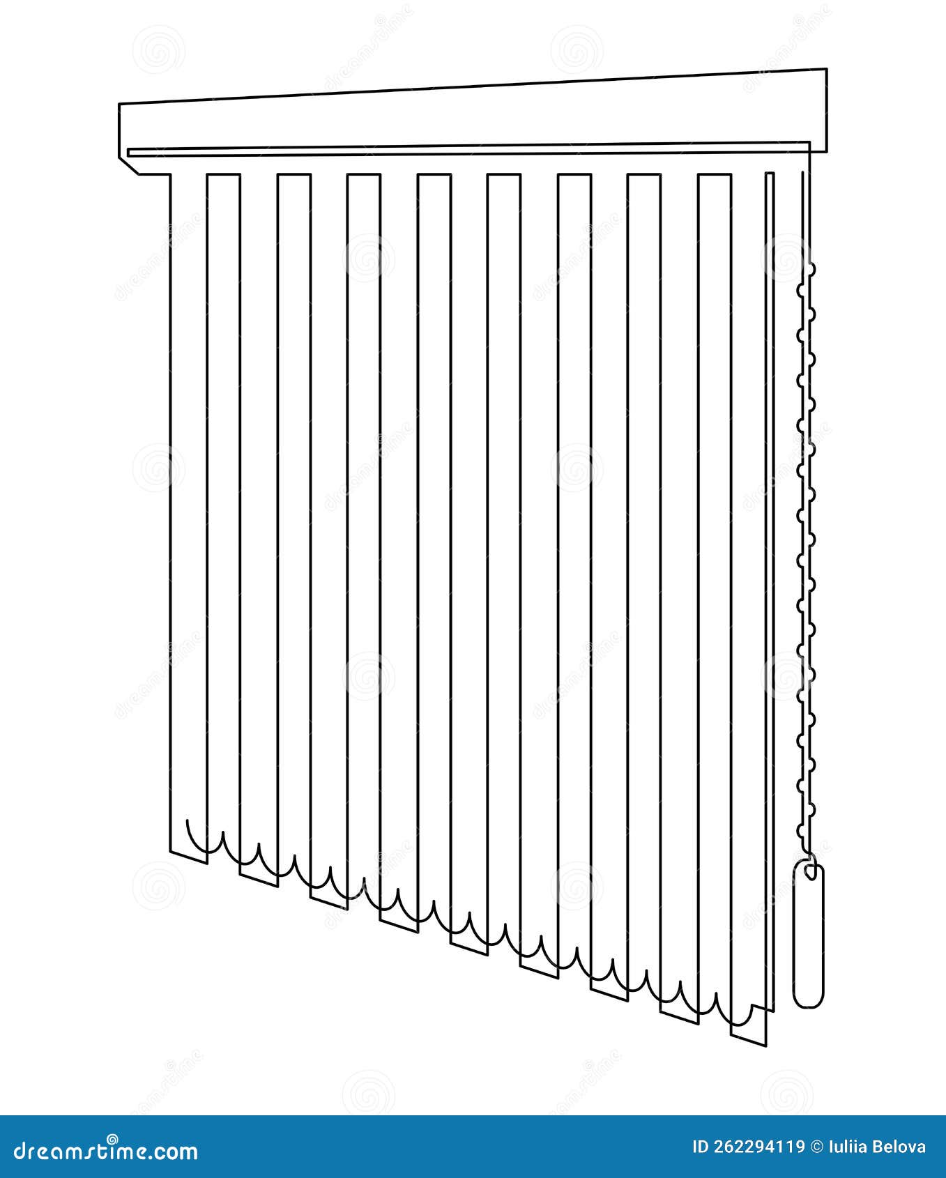 Vertical Blinds for Windows. Interior Element. Continuous Line Drawing ...