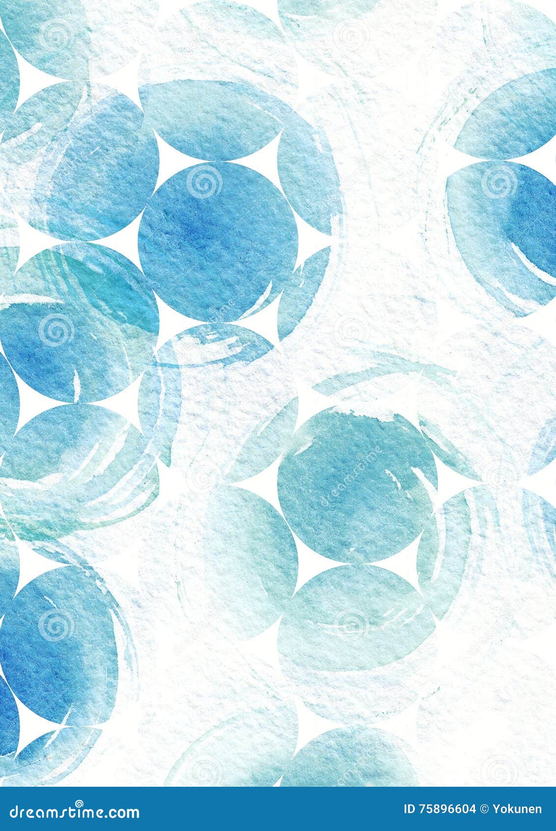 Vertical Blue and Aqua Pattern Based on White Watercolor Paper and Hand ...