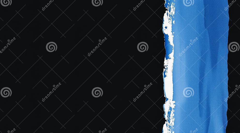 Vertical Blue Brushstroke on Black Background, Creating a Bold Abstract ...
