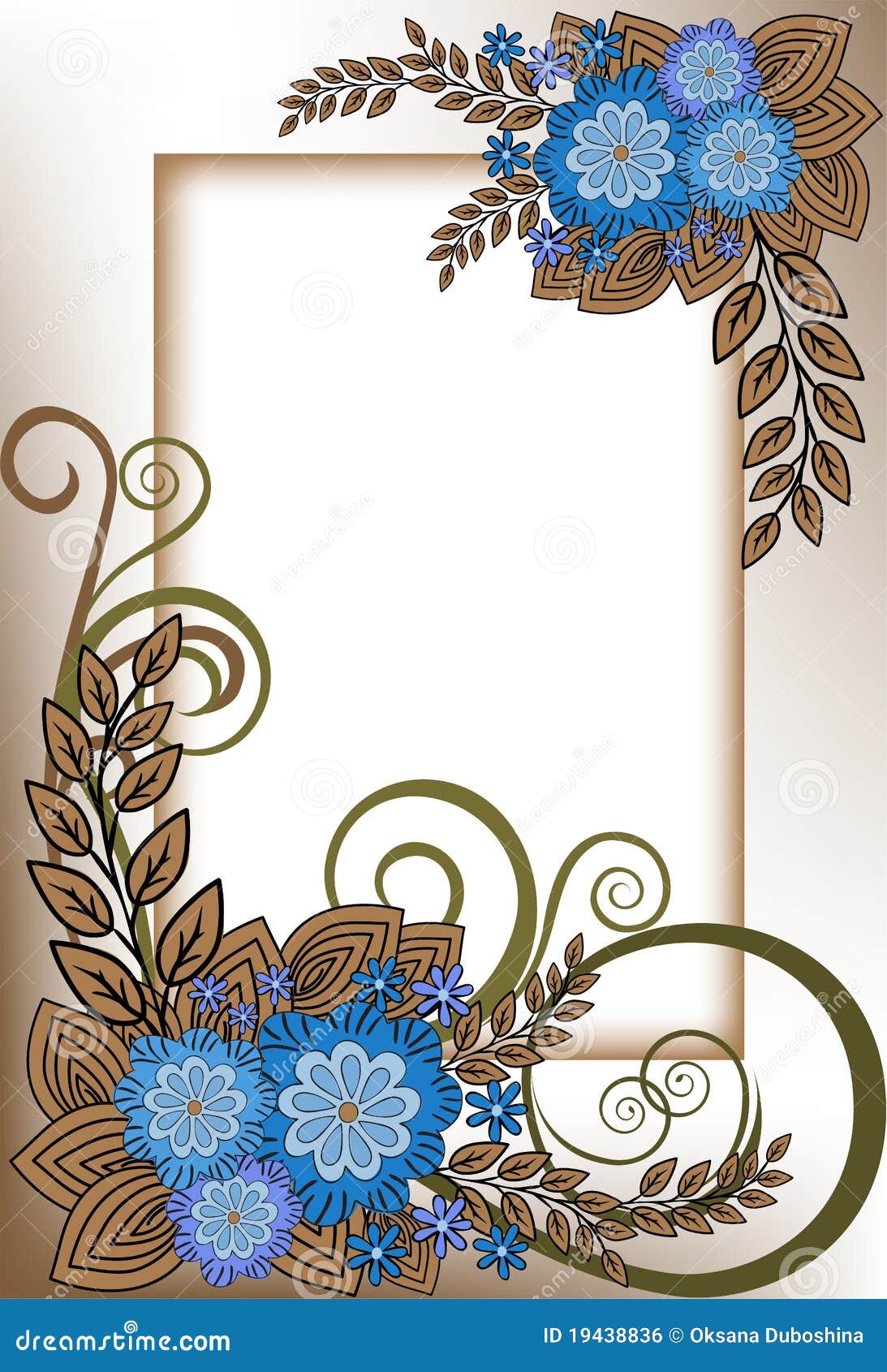 Vertical blue frame stock vector. Illustration of leaves - 19438836