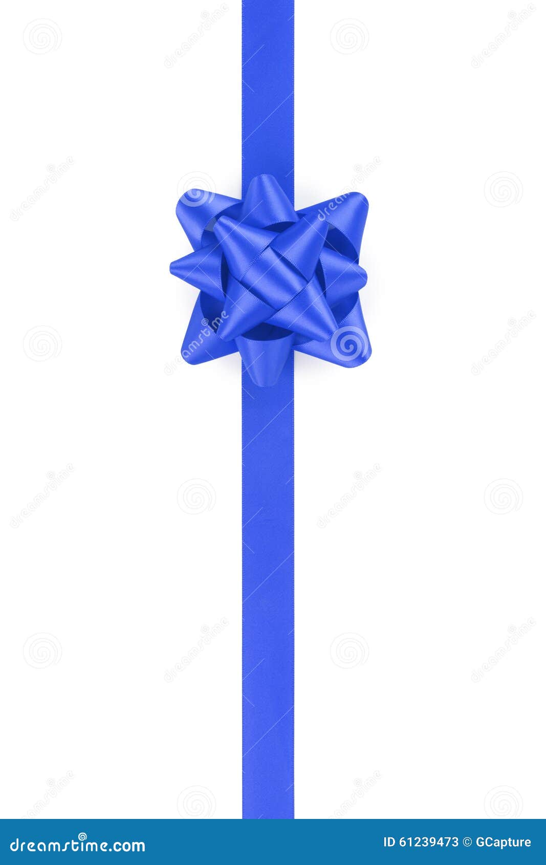 Vertical Blue Ribbon with Gift Bow Isolated on Stock Image - Image of ...