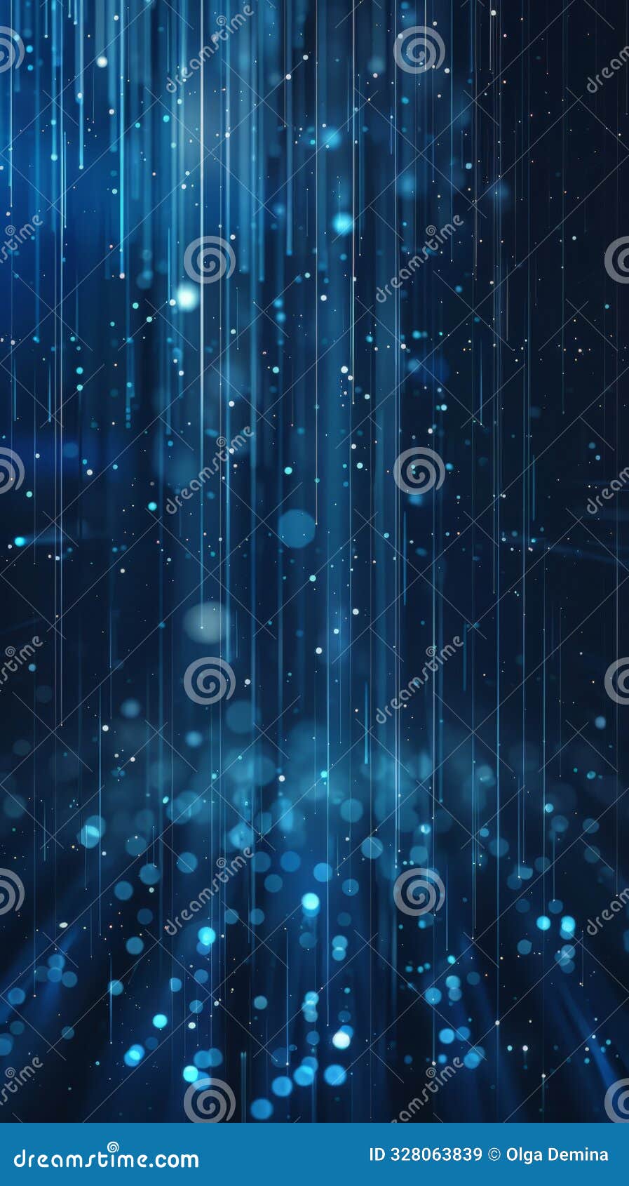 Vertical Blue and Teal Digital Lines with Bokeh Effect and Particles ...