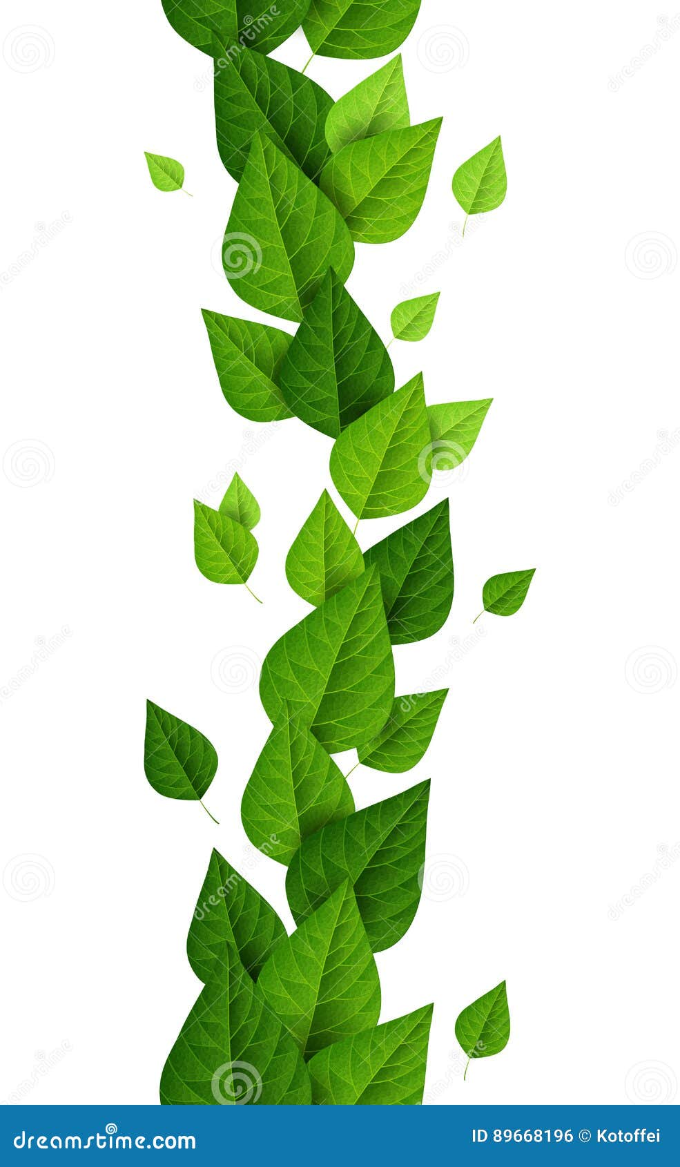 Vertical Border with Green Leaves Stock Vector - Illustration of nature ...