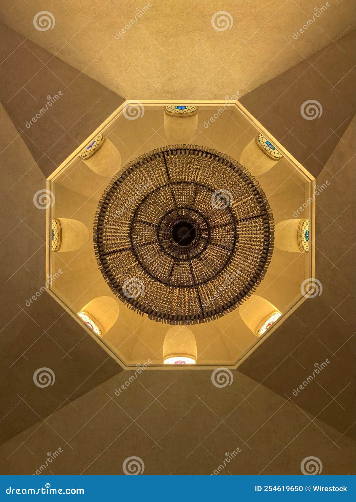 Vertical Bottom View of Ceiling of an Octagonal Dome, Interior, Indoor ...