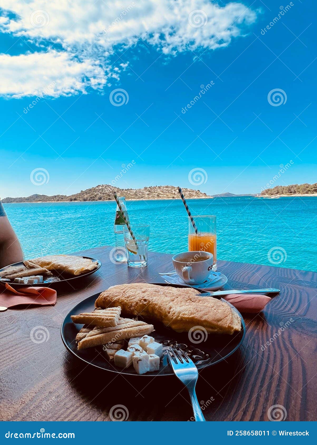 Vertical of a Breakfast for Two Served by a Beach Stock Image - Image ...