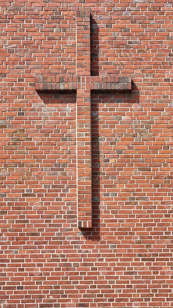 Vertical of a Brick Cross on a Wall of a Building Stock Illustration ...