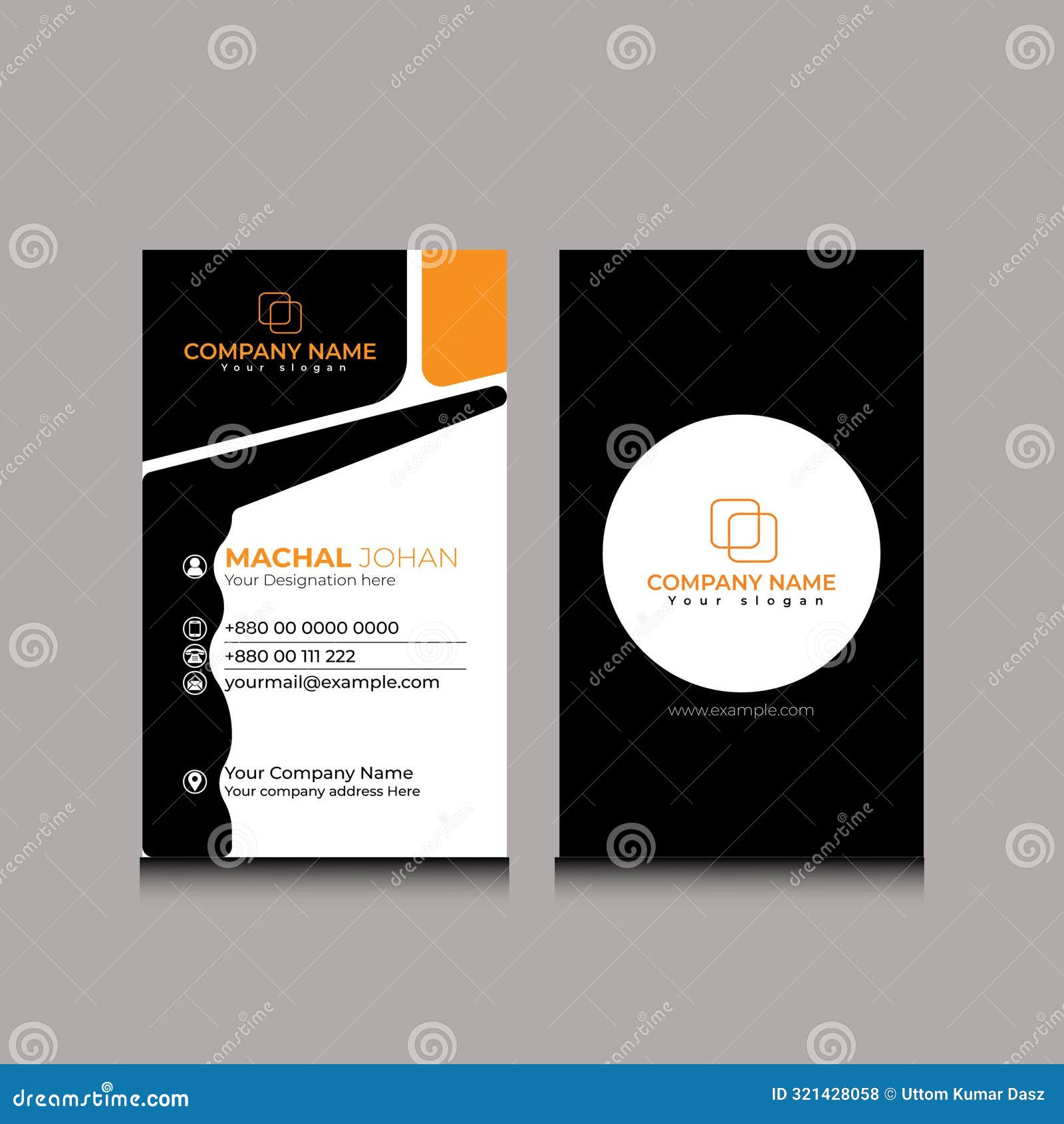 Vertical Business Card Design Template Stock Vector - Illustration of ...
