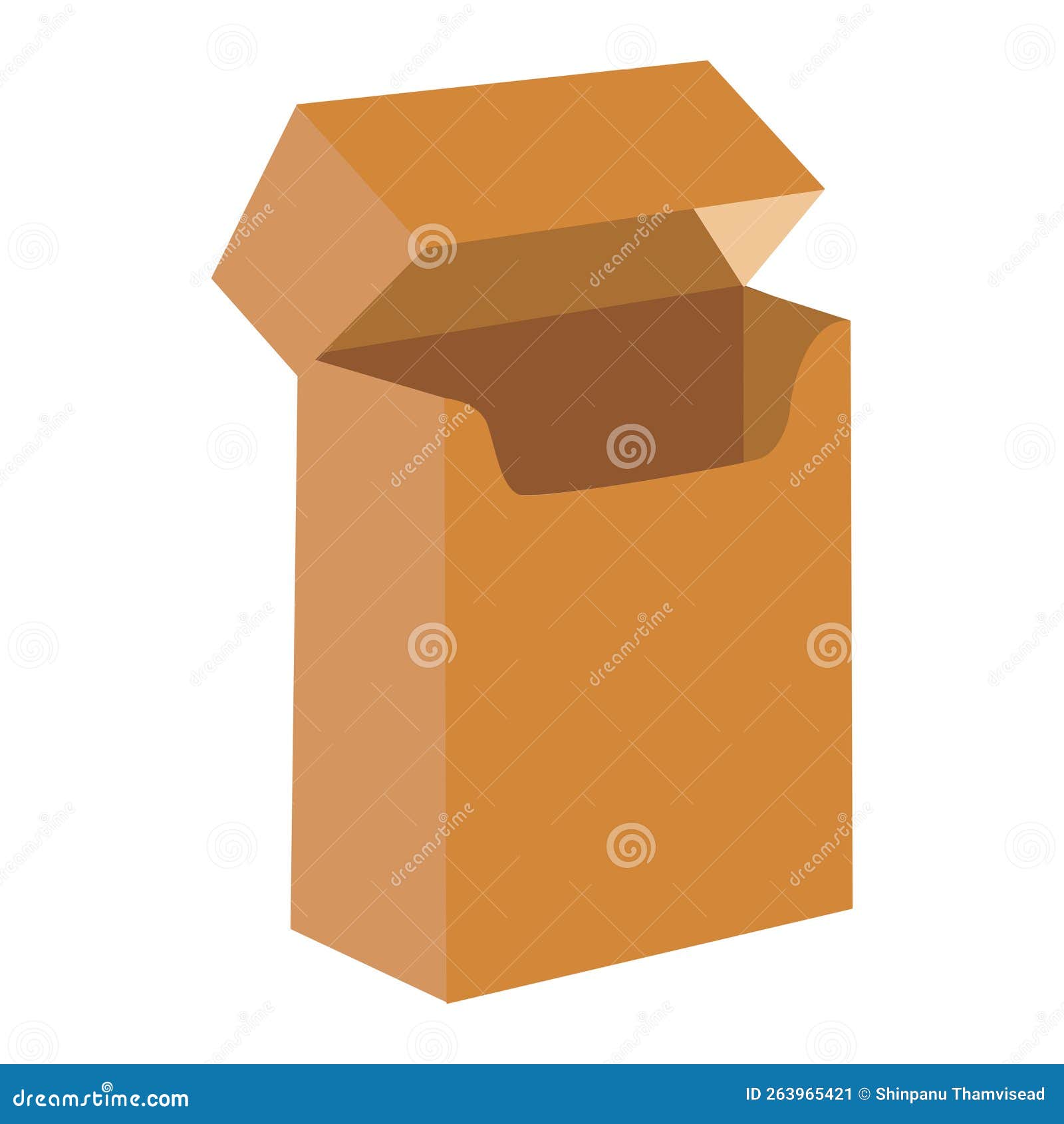Vertical Carton Delivery Packaging Open. Cardboard Box Mockup. Stock ...