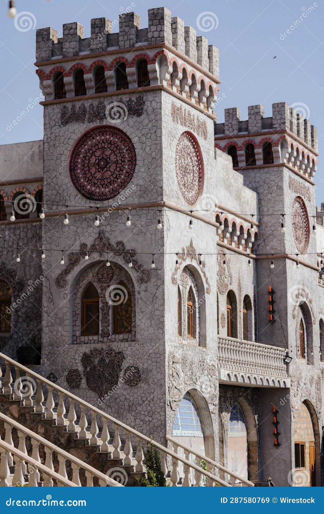 Vertical of a Castle-style Building Stock Image - Image of grand ...