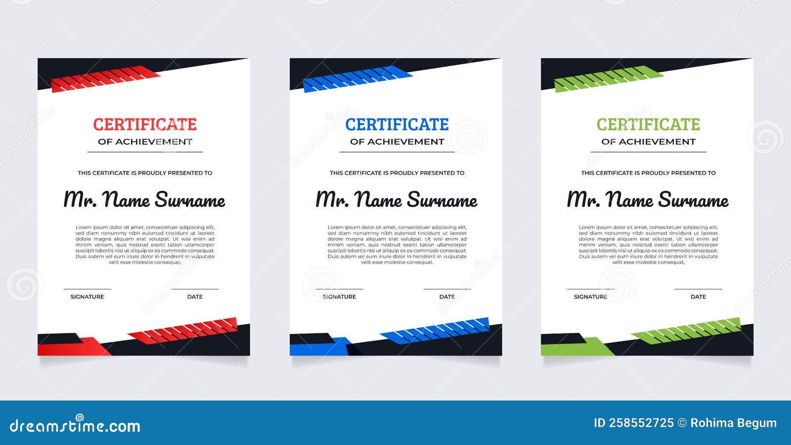 Vertical Certificate Template Modern Blue and Gold Certificate of ...