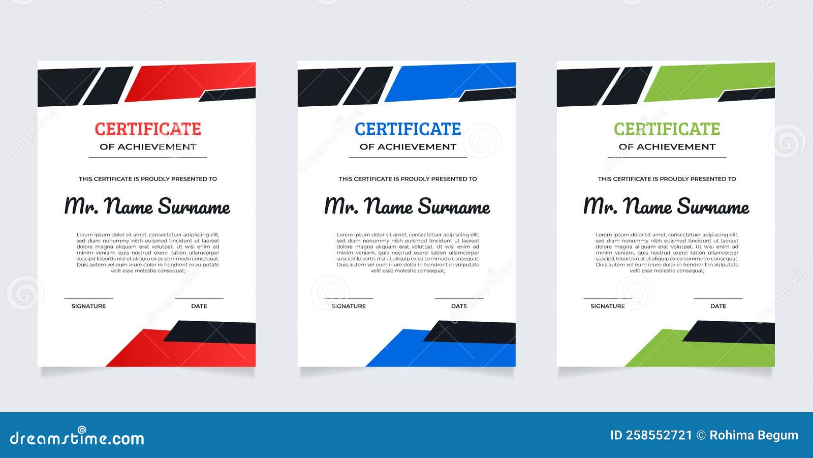 Vertical Certificate Template Modern Employee of the Month Certificate Stock Vector ...