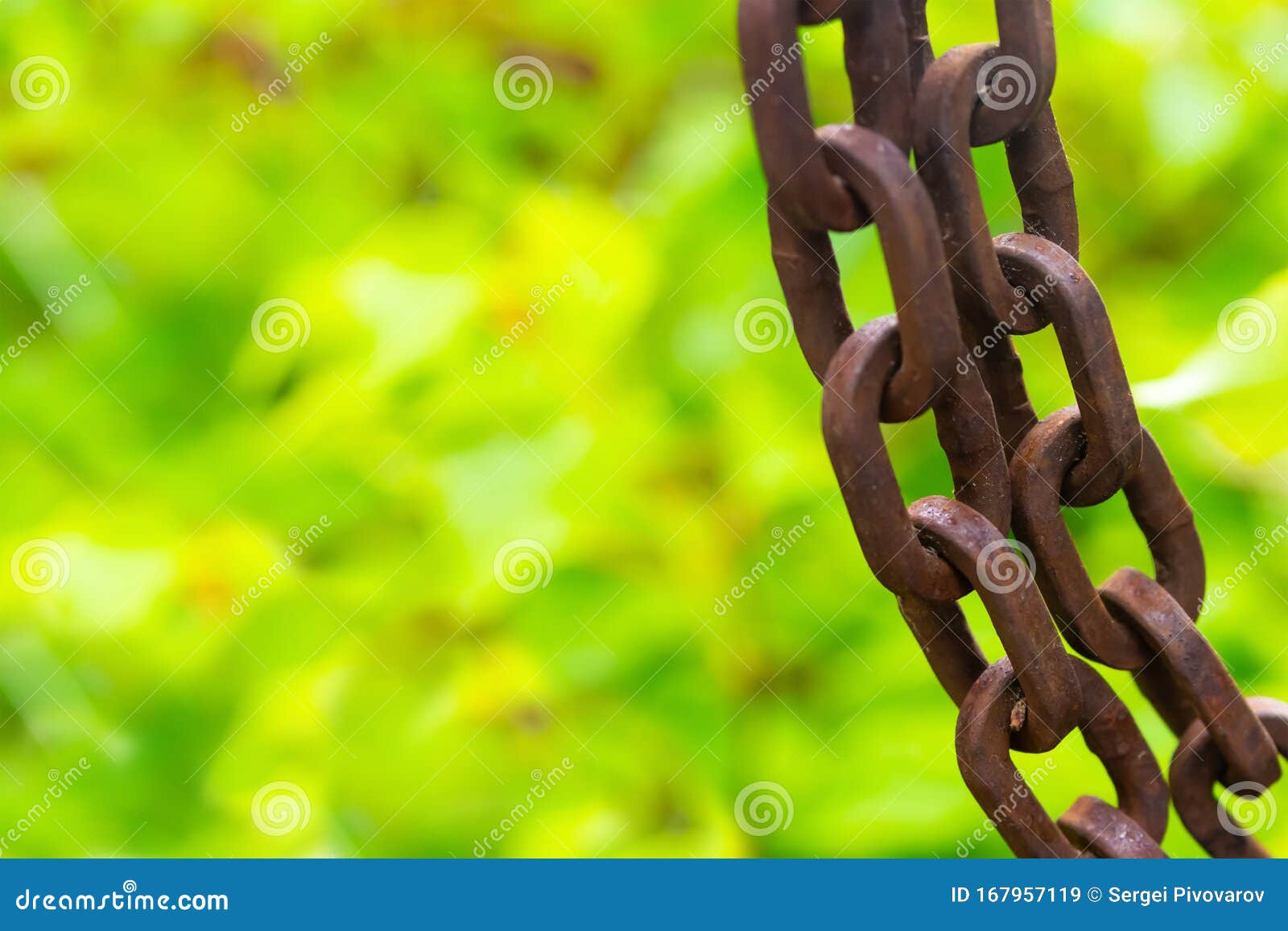 Vertical Chain Assembled from an Old Rusty Ring, Frame Creates a Grunge ...
