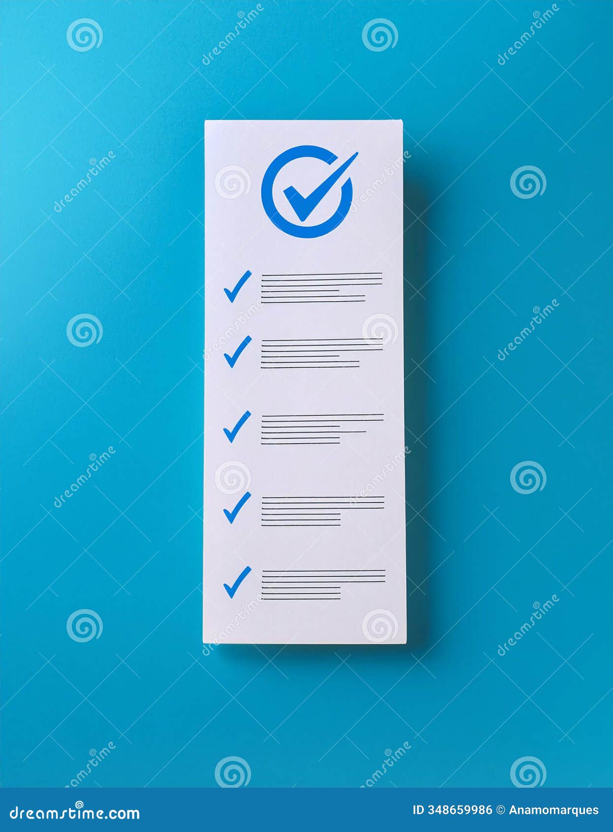 A Vertical Checklist With Blue Checkmarks And Lines For Text On A White ...