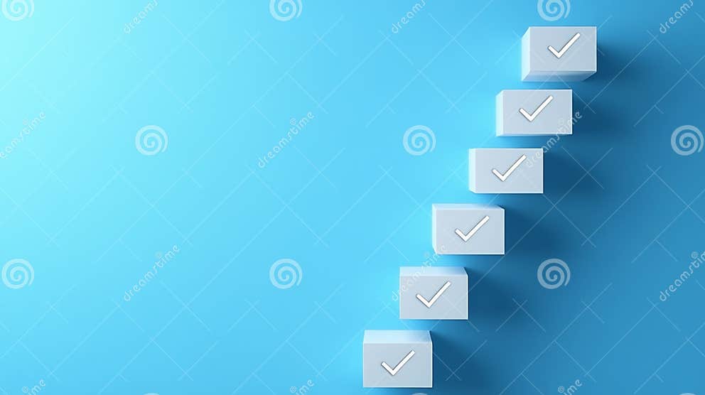 Vertical Checklist with Checkboxes on Blue Background Stock Photo ...