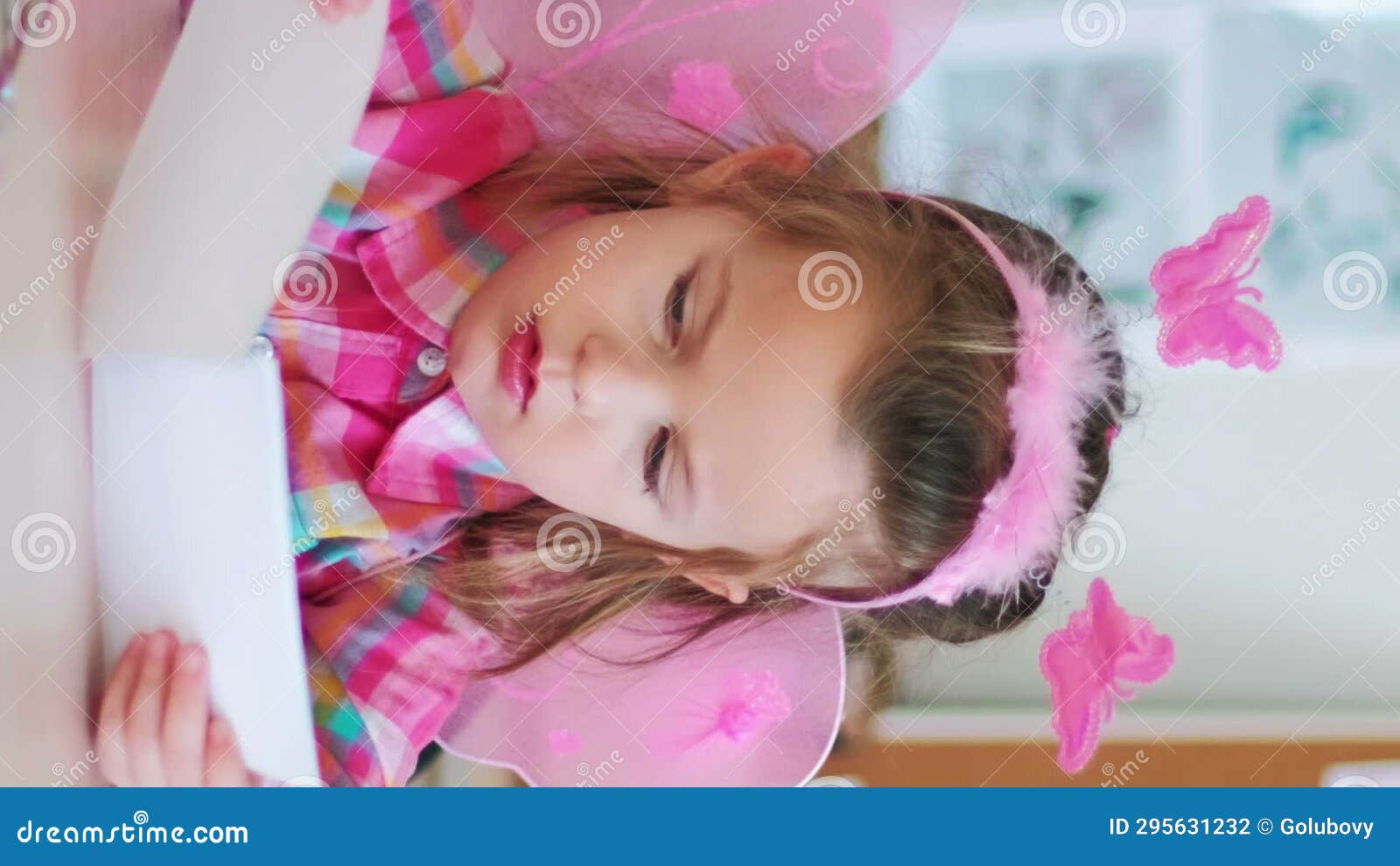 Vertical Child Development Girl Cards Art Space Stock Footage - Video ...