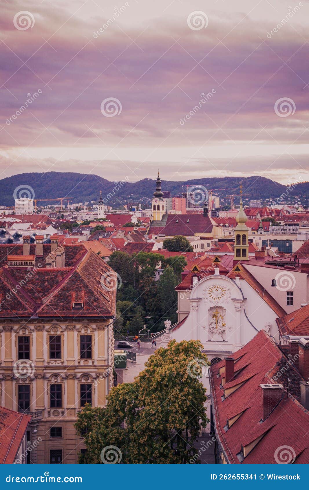 Cityscape Of Graz With Church Of The Sacred Heart Of Jesus Herz Jesu ...