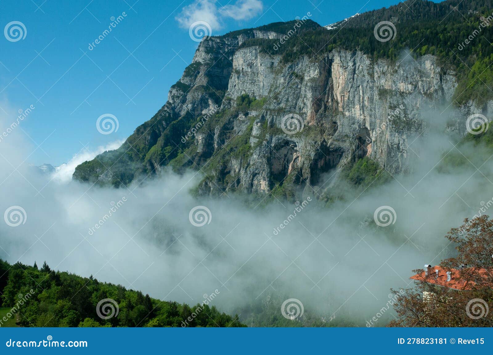 Vertical Cliffs of, Dolomite Mountain Range, in Early Morning Light and ...