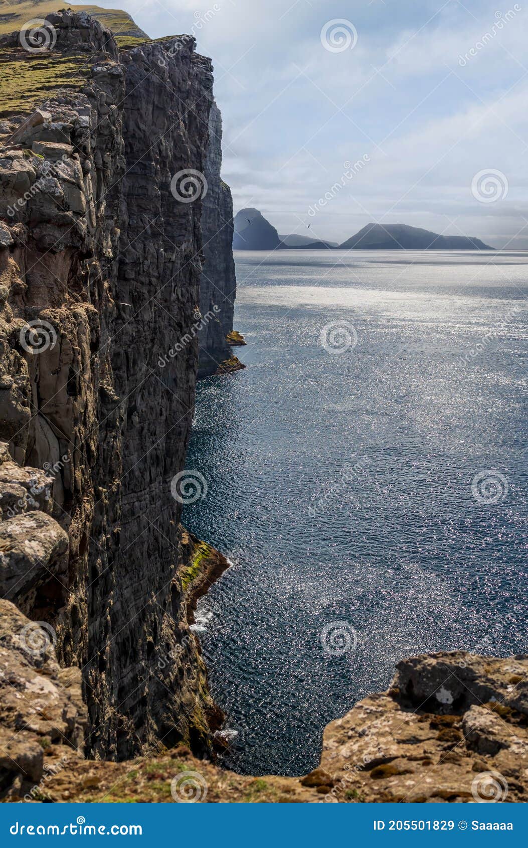 Vertical Cliffs Over the Ocean Profile View Stock Image - Image of ...