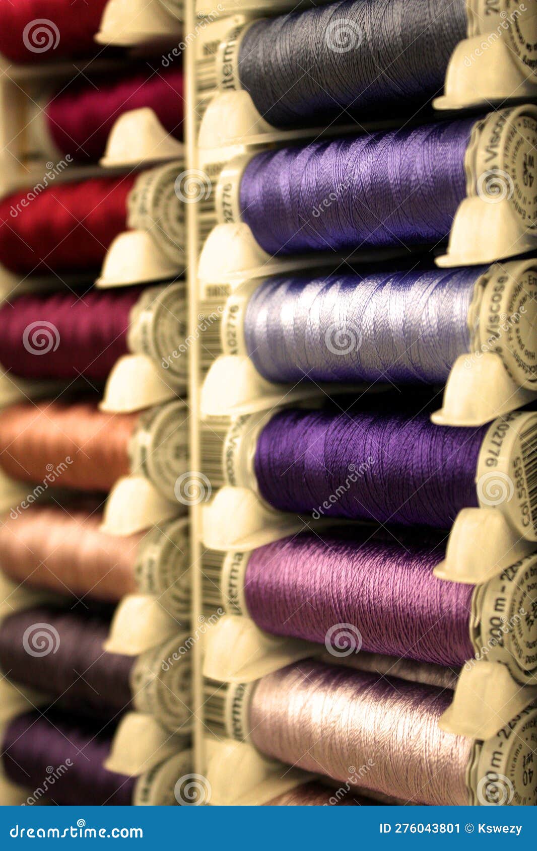 Vertical Close Up Detail of Spools of Thread Stock Image - Image of ...