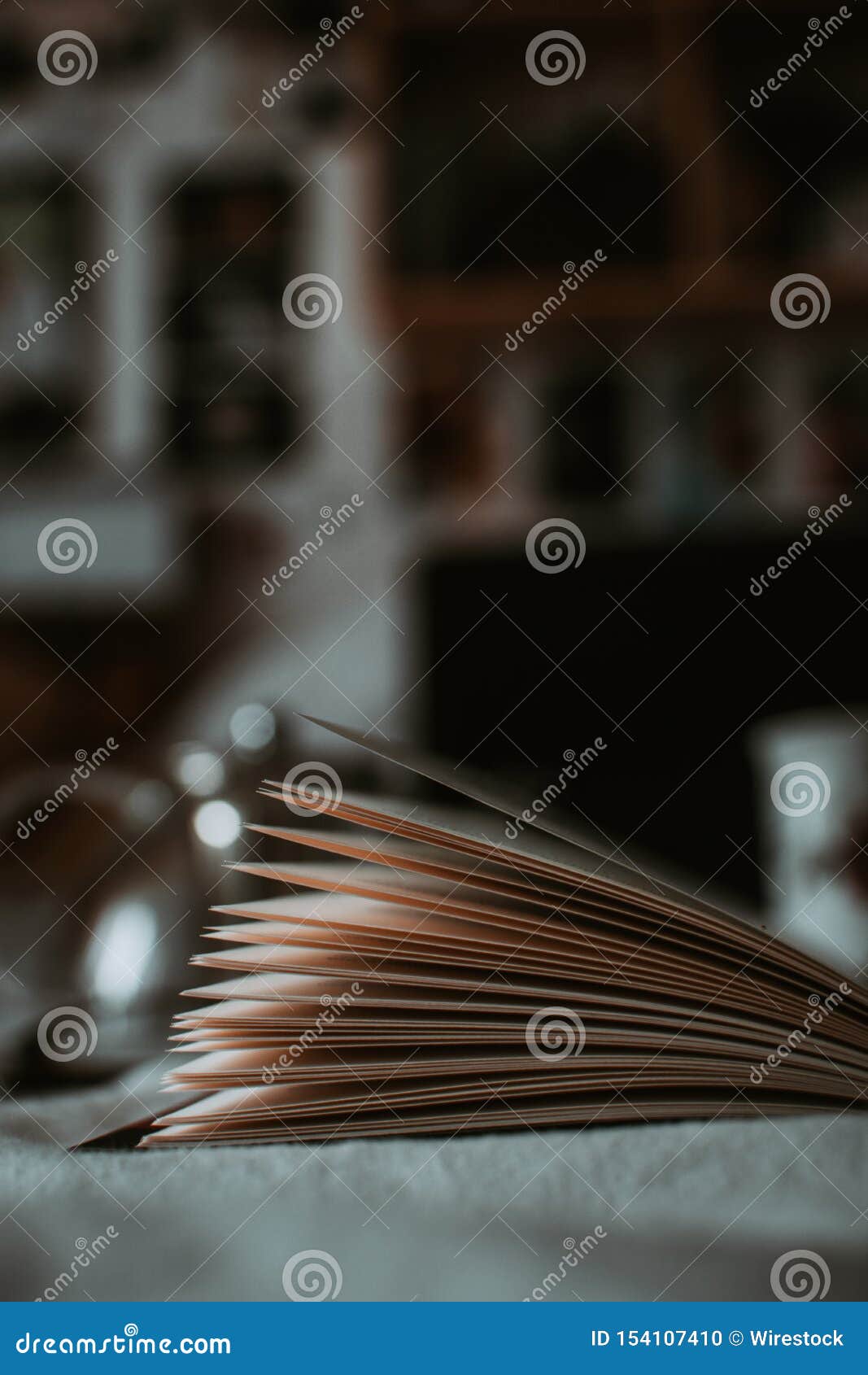 Vertical Close Up Shot of Open Book Pages with Blurred Background Stock ...