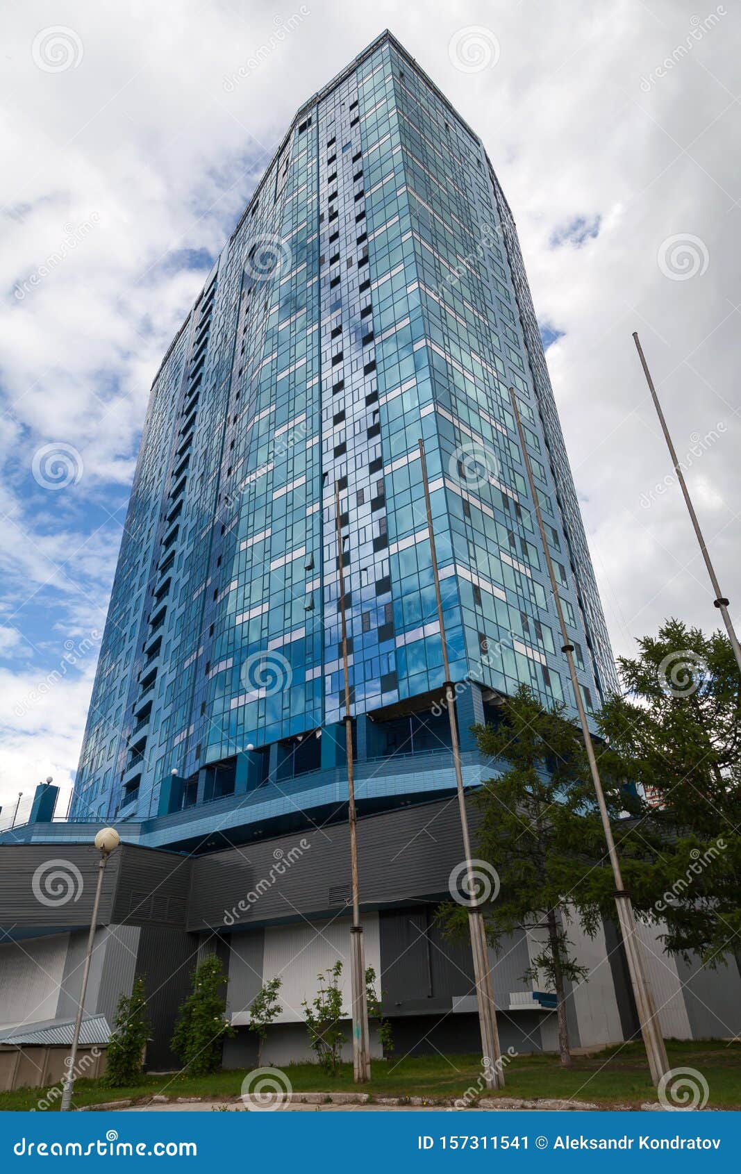 Vertical Close-up on a Tall Building with Mirrored Windows Which ...