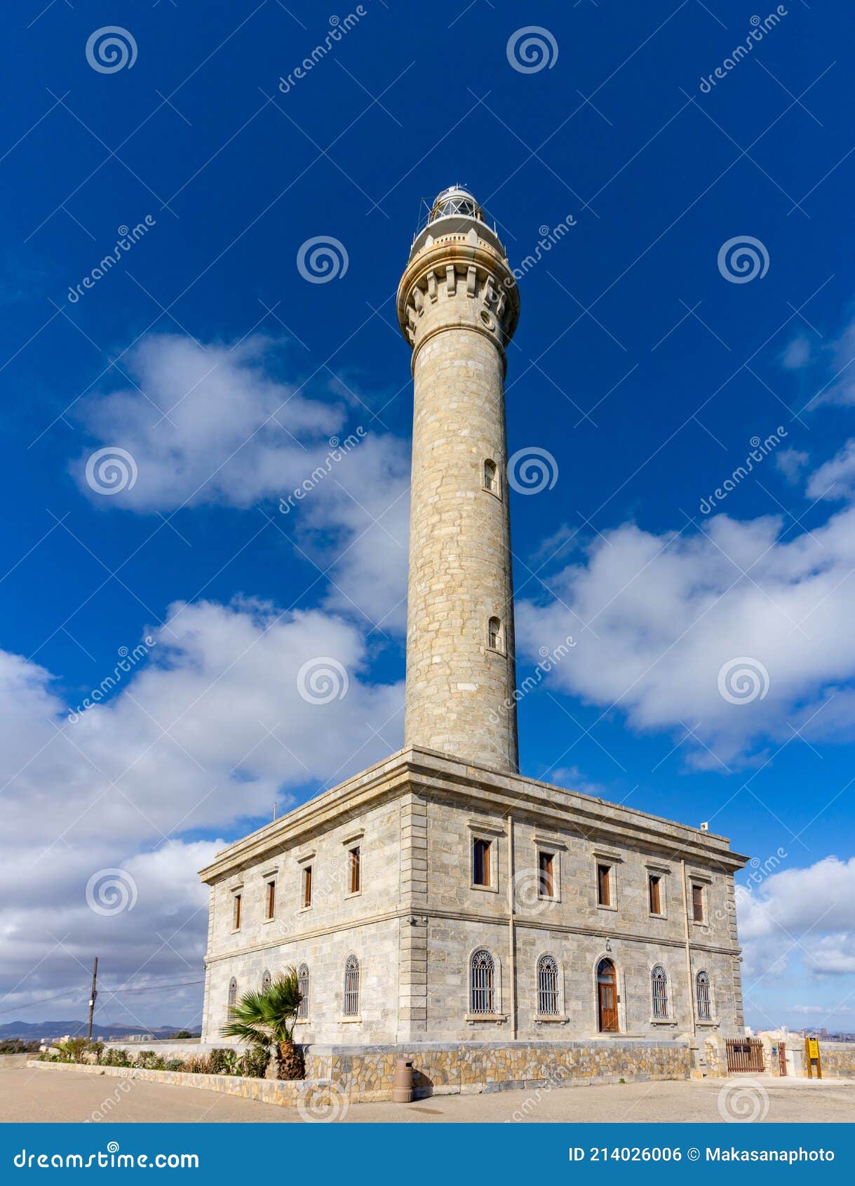 Vertical Close Up View of the Cape Palos Lighthouse in Spain Stock ...