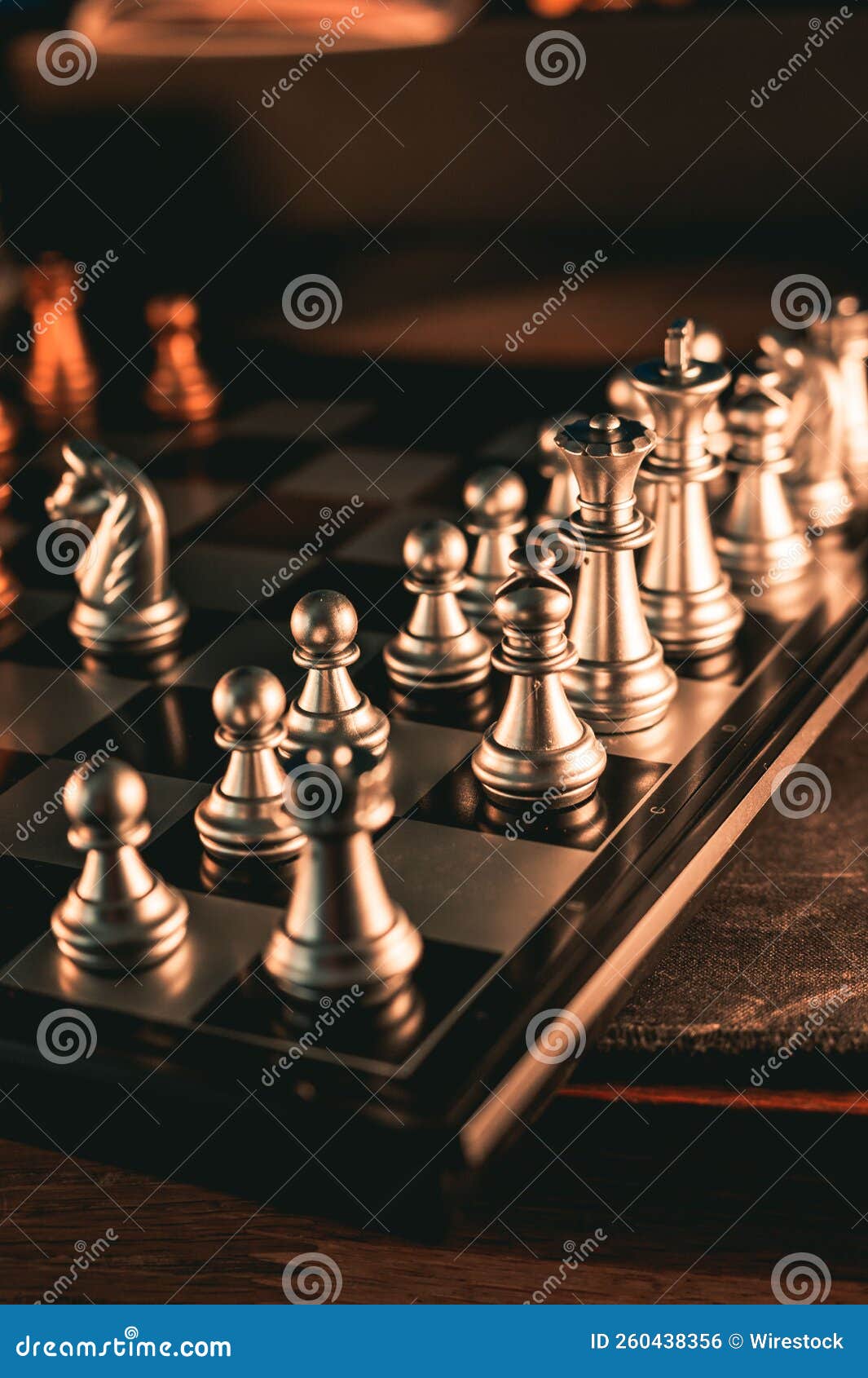 Vertical Closeup of the Chess Pieces on the Board. Stock Photo - Image ...