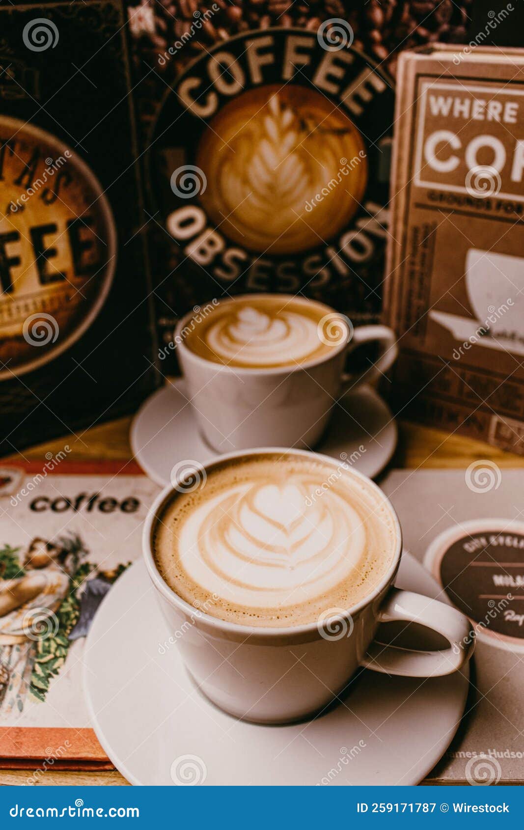 Vertical Closeup of a Cup of Latte. Coffee Advertisement Editorial ...