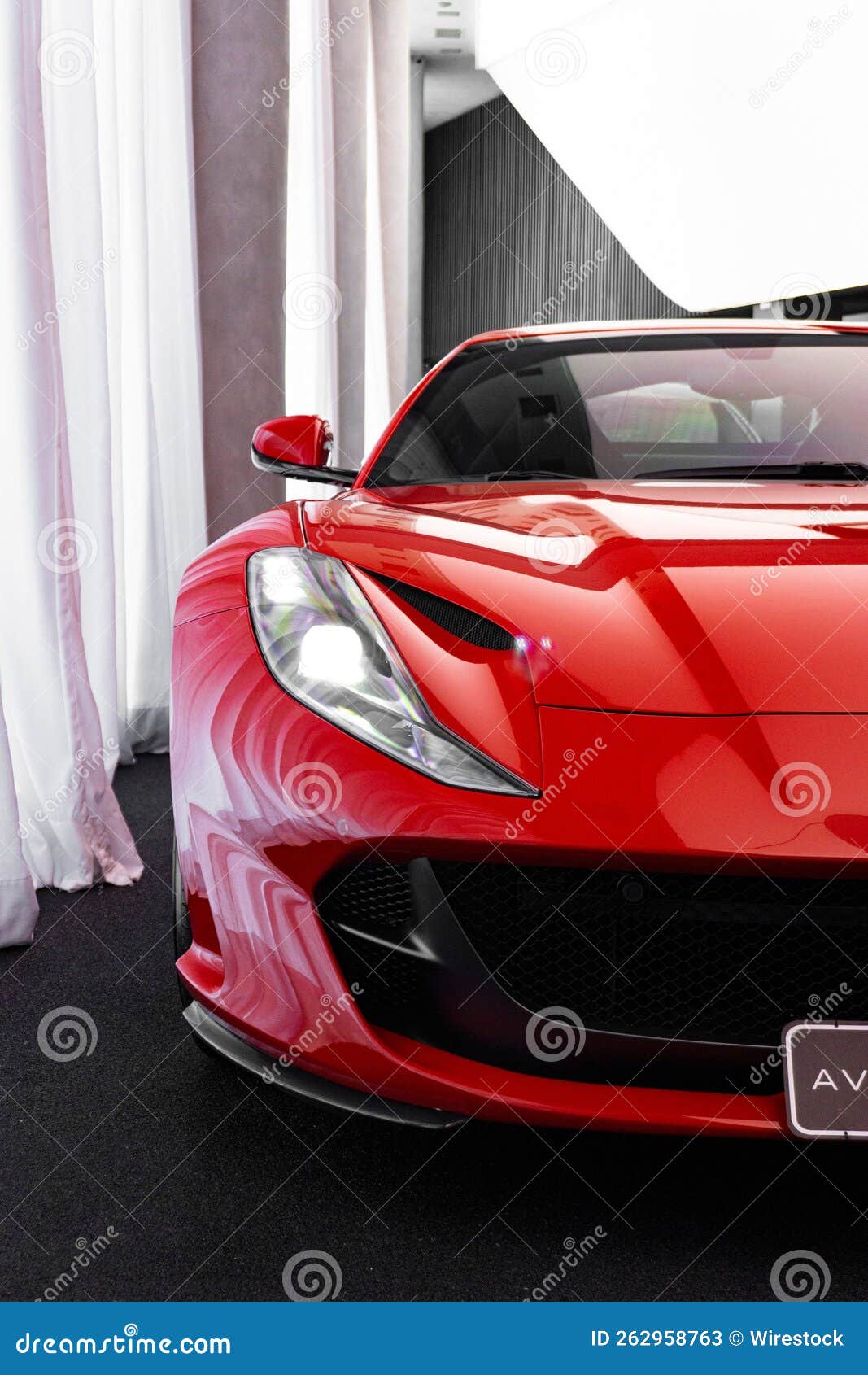 Vertical Closeup of Ferrari 812 Superfast Front View Cut in Half, in ...