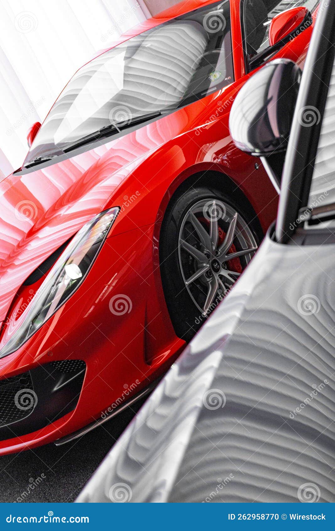 Vertical Closeup of Ferrari 812 Superfast Front View Cut in Half, in ...
