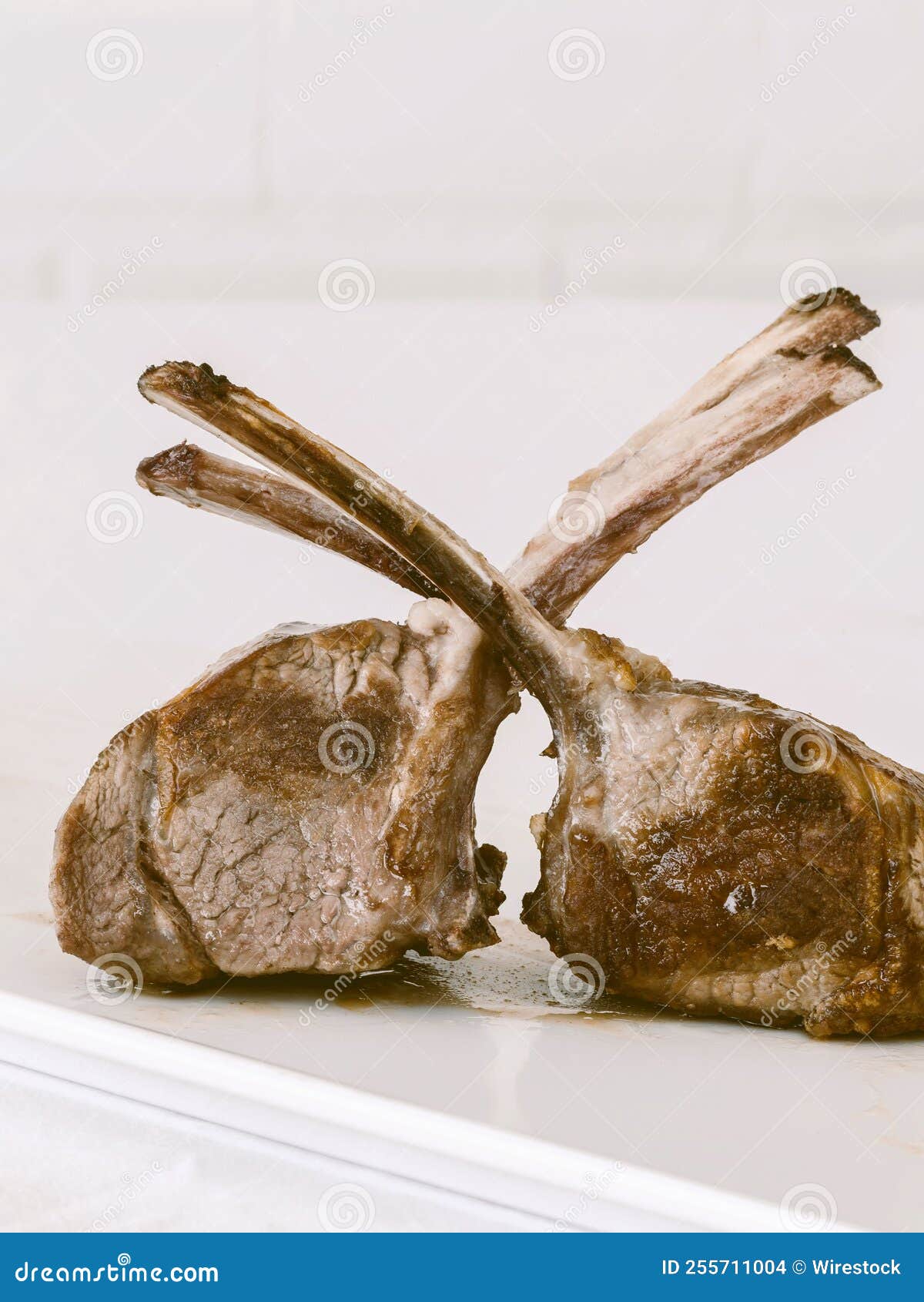 Vertical Closeup of Grilled Ribs on a White Background Stock Photo ...